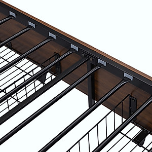 Prohon Queen Size Bed Frame with 4 Extra Large Storage Drawers on Wheels, Strong Steel Slat Support, Space-Saving Metal Platform Bed, Bedframe for Adults, Teens & Kids, No Box Spring Needed, Brown