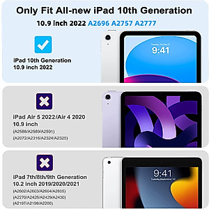 SIBEITU iPad 10th Generation Case 10.9 Inch 2022 with Pen Holder, Rugged Shockproof iPad 10 Case for Kids with Kickstand, Heavy Duty Protective Cover for iPad 10th Gen A2696/A277 | Black