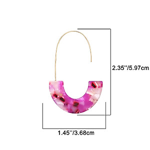 Acrylic Earrings Statement Tortoise Hoop Earrings Resin Wire Drop Dangle Earrings Fashion Jewelry For Women (pink)