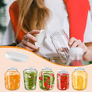 20 Pieces 110 mm Jar Lids White Metal Wide Mouth Glass Lug Lids Jar Lids Canning Jar Lid Replacement Jar Lid Metal Cover for Sealed Pickle Jam Mason Jar