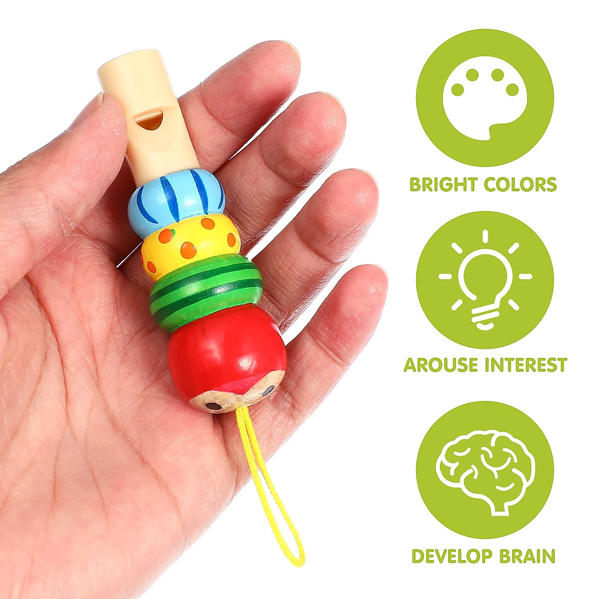 Kisangel 3pcs/Set Animal Wooden Whistles for Baby Kids Music Instrument Developmental Educational Toys for Kids Party Noisemakers Whistles Kids Birthday Goody Bag Fillers(Random Style)
