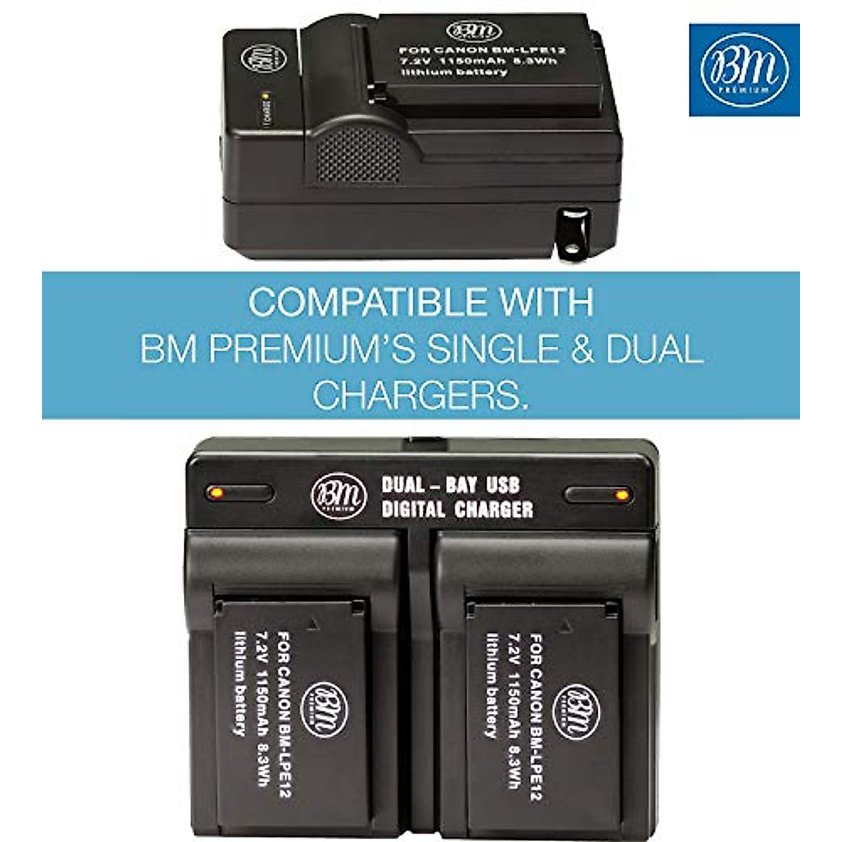 BM Premium LP-E12 Battery for Canon EOS-M, EOS M2, EOS M10, EOS M50, EOS M50 Mark II, EOS M100, EOS M200, SX70 HS, Rebel SL1 Digital Cameras