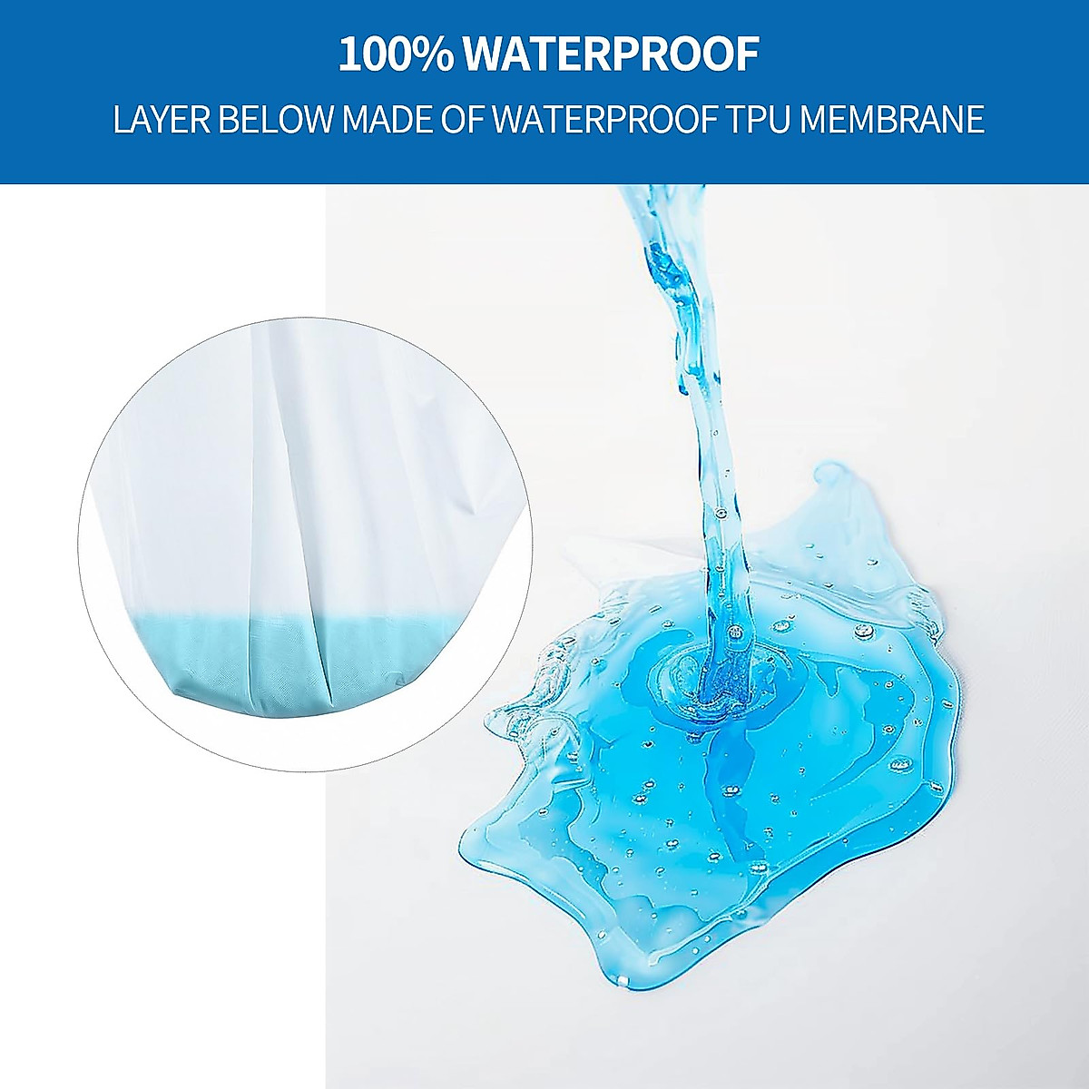 Lxztayuk White Waterproof Duvet Cover, Knitted Fabric Waterproof Duvet Protector with Zipper, Reversible Bed Comforter Protector with Corner Ties for Kids, Elder, Pets, Dog, Cat (King，90 in X 106 in)