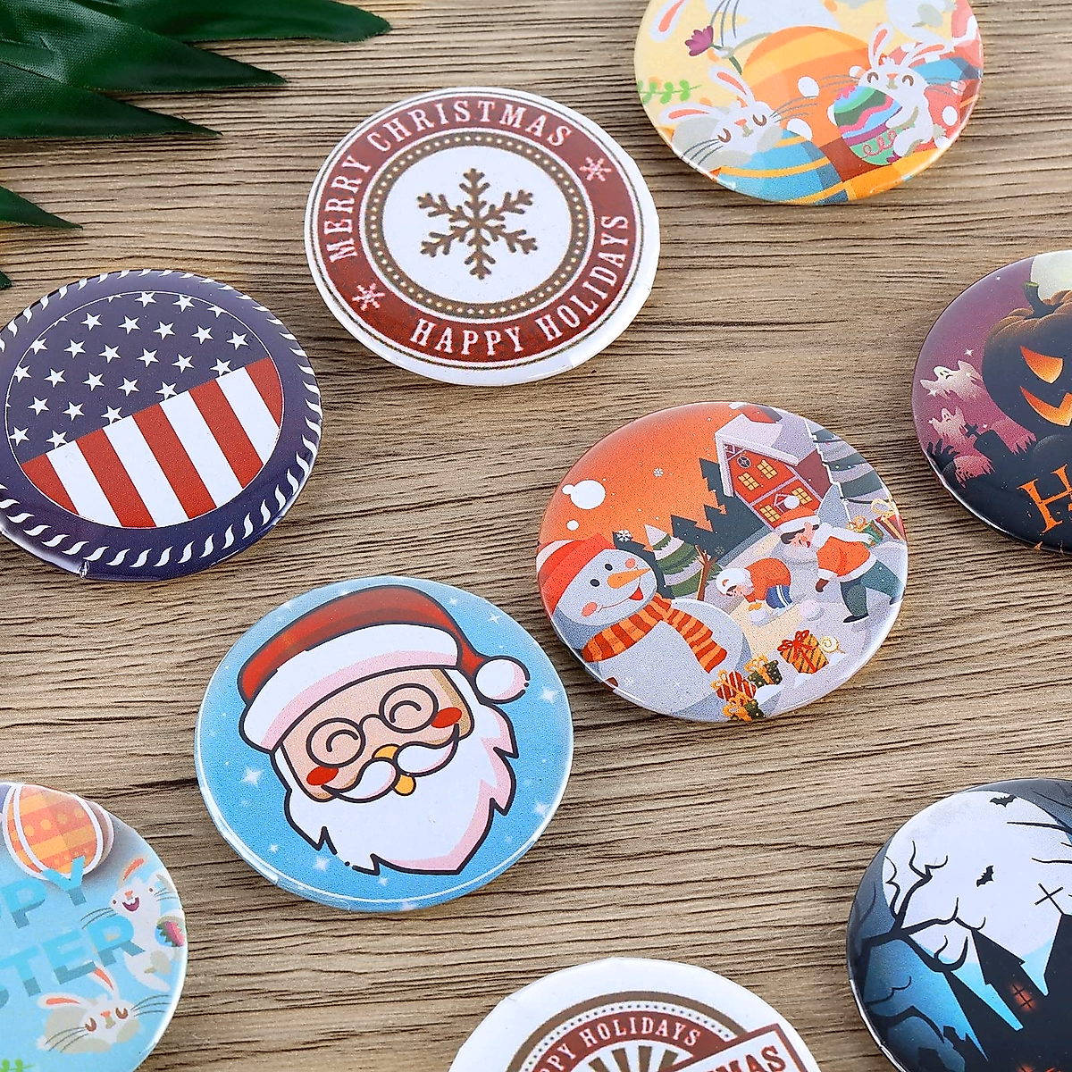 IRONWALLS 75mm Button Supplies, 100 Sets of 3 Inch Button Making Supplies Metal Button Parts for Button Maker Machine, Round Badge Blank Button Pins, includes Top, Metal Bottom Base & Clear Film