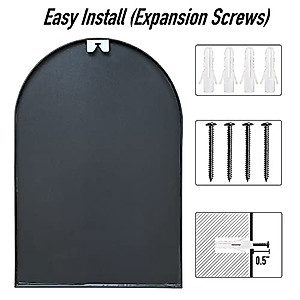 SCWF-GZ 20x30 Arch Mirror Square Wall Mounted Metal Frame Mirrors for Entryway Bedroom Bathroom Living Room 22x30 24x36 inch Black Silver - Gold