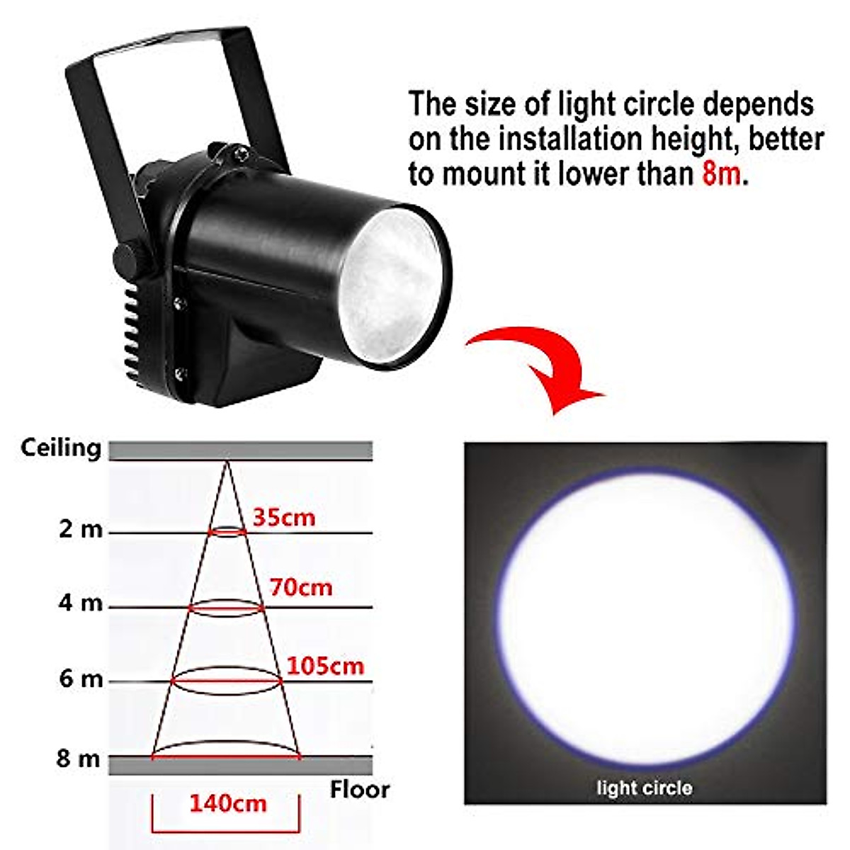 White LED Beam Pinspot Light DJ Mirror Ball Lighting for KTV Bar Club Party Disco