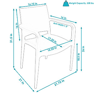 Sunnydaze Landon All-Weather Plastic Indoor and Outdoor Dining Armchair - Commercial Grade - Sax Blue - 2 Chairs