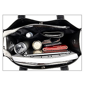 Shoulder Bag for Women Zebra Print Cows Deer Pattern PU Tote Purse Satchel Handbag Matching Clutch (Zebra print),Black and White