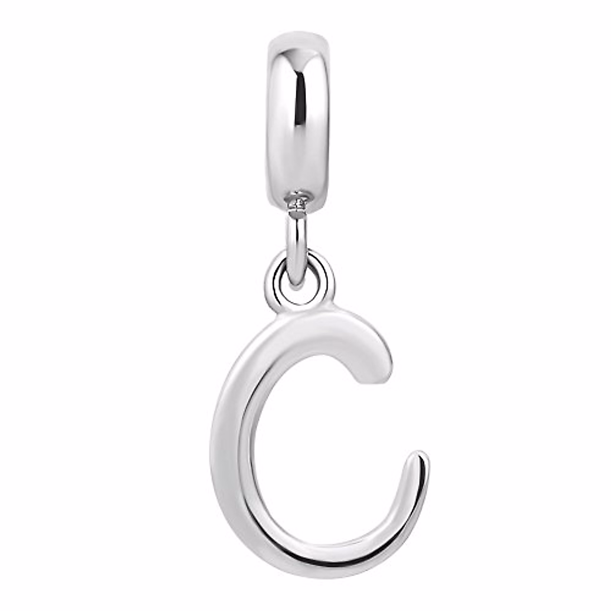 LovelyCharms 925 Sterling Silver C Letter Charm Alphabet Dangle Bead for Bracelet Necklace