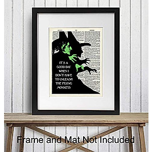 Funny Wizard of Oz Dictionary Art - 8x10 Wicked Witch Wall Decor, Home Decoration, Apartment or Office Poster- Cool Unique Gift for Mom, Boss, Manager - Unframed Picture, Photo, Print