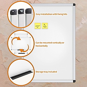 VIZ-PRO Magnetic Dry Erase Board, 36 X 24 Inches, Silver Aluminium Frame