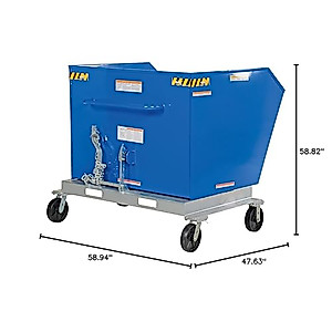 Vestil P-HOP-1.5 Portable Tilt Refuse Hopper, Steel, 2000 lb. Capacity, 49-3/8 x 53-3/8 x 52-7/8 inches (H x W x D)