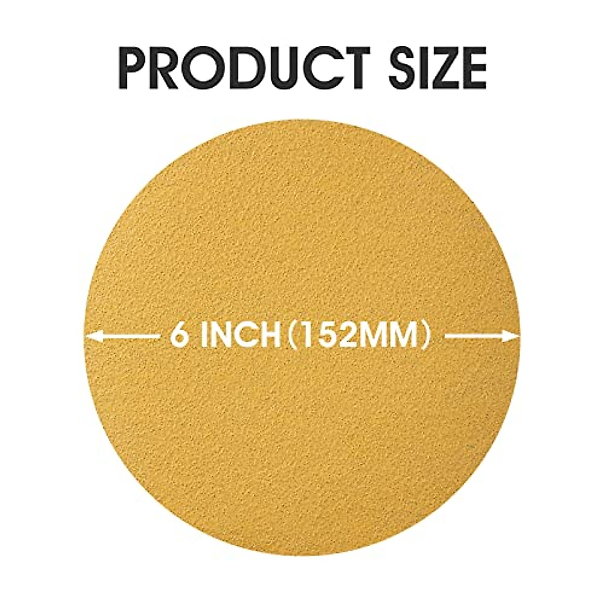 Shawya 100 PCS 6 Inch Gold PSA Sanding Discs 80 Grit Self Adhesive Sticky-Back Sandpaper for DA Sander Automotive Car Paint Woodworking Wood Metal Finishing