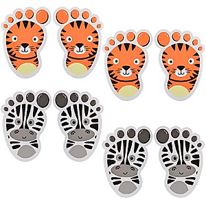 30 Pairs Floor Stickers Self-Adhesive Floor Decals Social Distance Footprint Stickers for Nursery Bedroom Living Room, 2 Colors (Style A)
