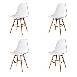 SANSHREUNI Dining Chairs Set of 4, Mid Century Modern Dining Chair Side Chair with Wood Legs, Modern Style Shell Chair for Kitchen Dining Room, Living Room