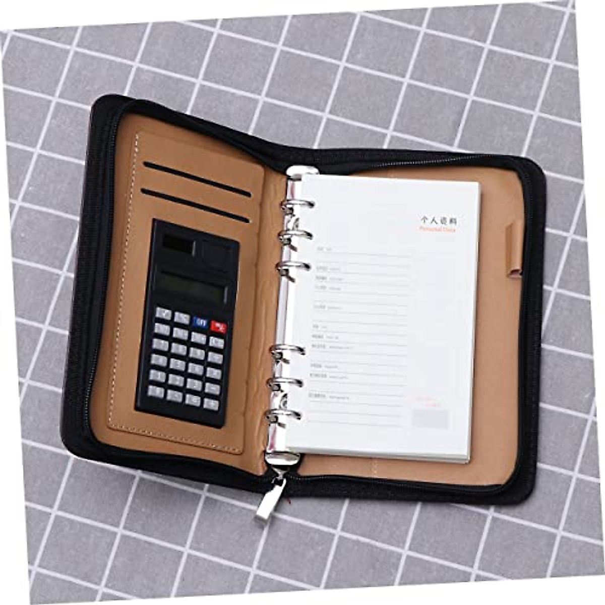 Ciieeo Notepad Calculator Leather padfolio Zippered Leather Portfolio Business Portfolio Zipper Portfolio Business Notepad Business padfolio folders for Binders with Zipper Wallet