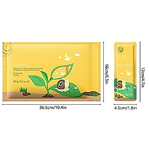 BMSY 2022 New 10 Pcs SnailSleeping Facemask Sheet Wash Frees Face Pack for Glowing Skin Deep Moisturizing Skin CareMask Firming Skin Hydrate Soothe Korean Gifts for Men and Women (Yellow, One Size)