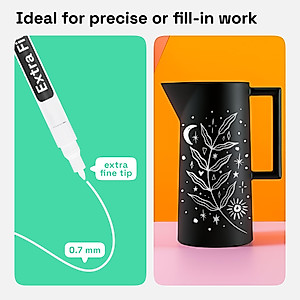 ARTISTRO 2 White Permanent Marker - Waterproof Markers for Fabric, Rocks, Glass, Wood, Paper - Oil Based Paint Pens - Extra-Fine Tip 0.7mm