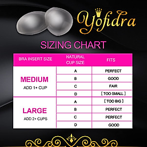Yofidra Silicone Bra Inserts and Breast Enhancers, Add 2 Cups, Breathable, Reusable,1 Pair (Soild, L) (L)