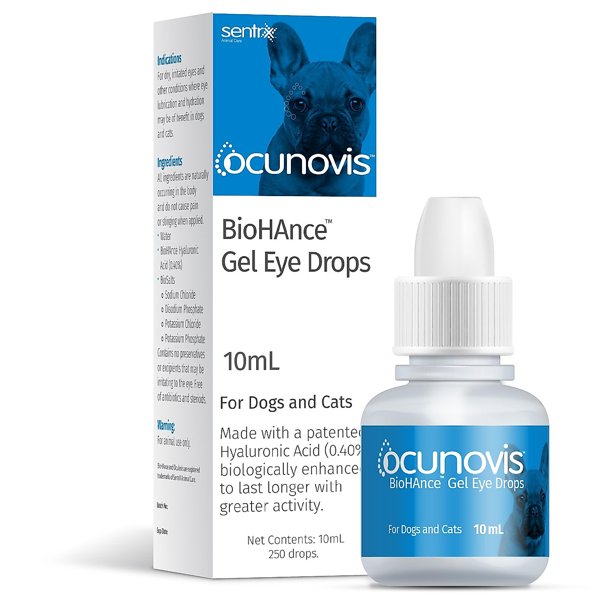 Sentrx Ocunovis Gel Eye Drops for Dogs & Cats, Eye Lube for Dogs Allergy Relief Lubricant, Dogs with Dry Eyes, Artificial Tears, 10 ml