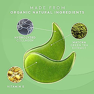 Undereye Gel Patches - Green Tea Eye Gel Patch, Eye Masks for Dark Circles and Puffiness - Collagen Eye Mask Under Eye Pads - Gel Eye Mask for Puffy Eyes - Dark Circles Under Eye Treatment for Women