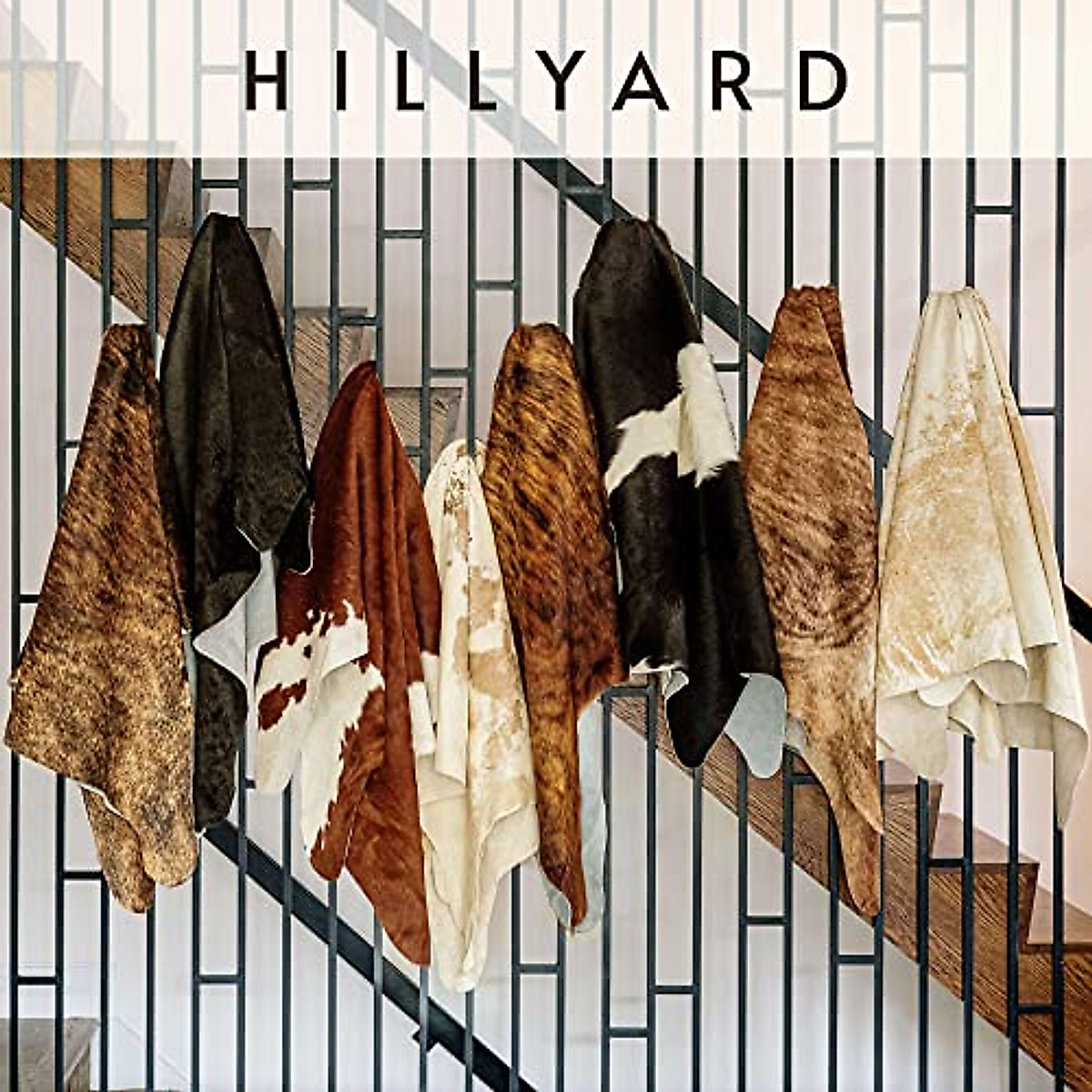 Hillyard Cowhide Rug Premium Black and White Real Handcrafted Grade A Natural Cowhide Rug - Sustainably Sourced and Lasts Longer Black and White Extra Large Cut - 7.5 x 6.5 ft