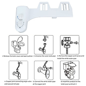 Bidet Toilet Attachment, Dual Nozzle Bidet Attachment Bidet Attachment Adjus Self Wash Dual Nozzle Water Toilet Bidet Toilet Accessories for Men Women Children Elderly (9/16)