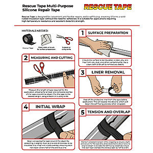 Bond It Rescue Tape, Self-Fusing Silicone Tape, Emergency Plumbing Pipe & Radiator Hose Repair, Electrical Insulation, Military Std, 1"x12', Black