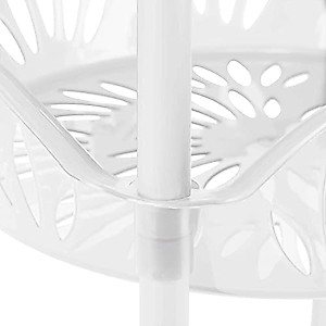 Kitchen Details 4 Tier Large Basket Shelf | Round | Storage & Organizer | Kitchen | Bathroom | Laundry Room | Office | Good for Food and Kitchen Supplies | White