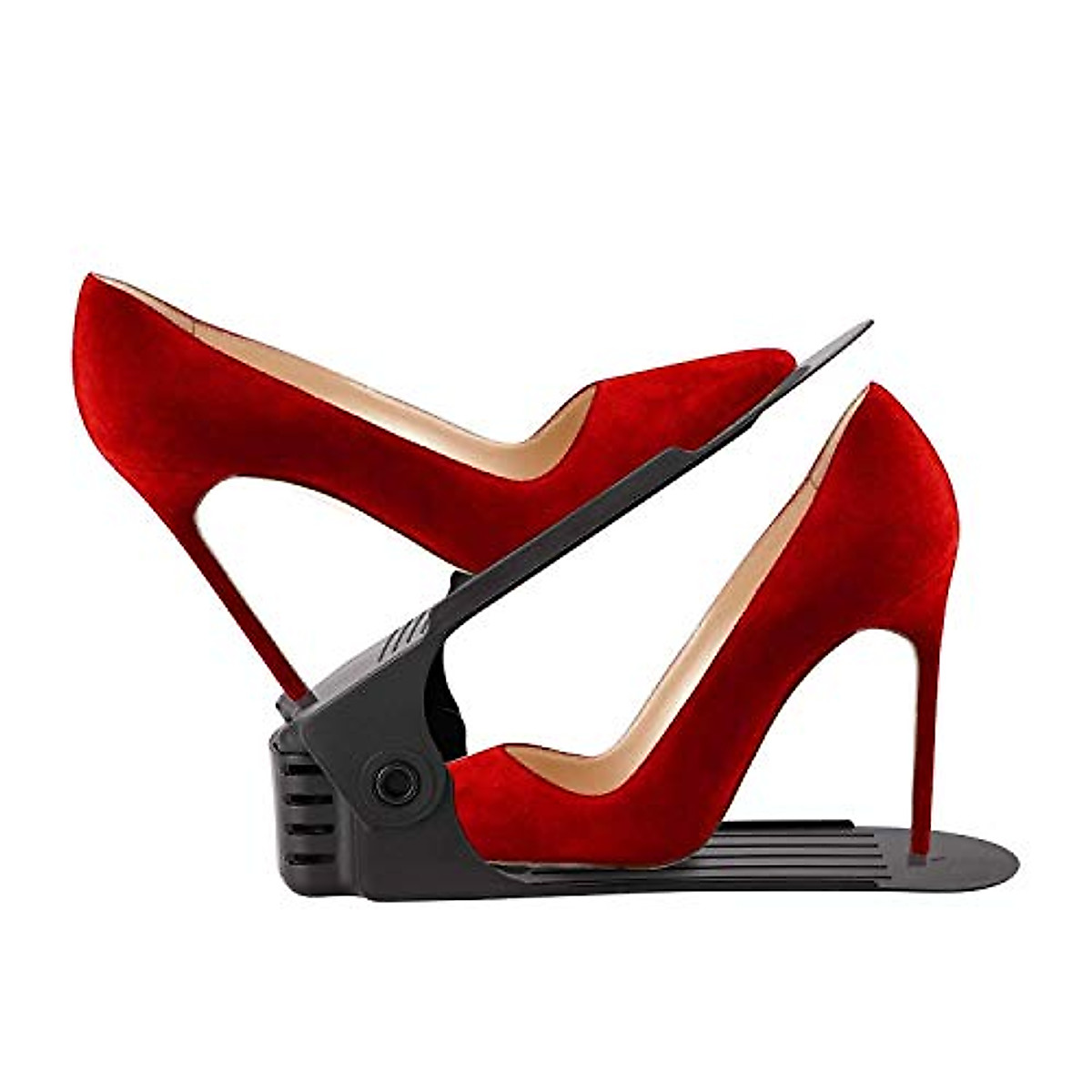 NK-STORE's Shoe Slots Organizer Space Saver Double Deck Shoe Rack Adjustable Shoe Slots for Closet Organization (Black, Pack of 2)