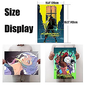 MiodiyaArt Anime Cyberpunk Edgerunners Poster 8 Pcs 16.5 x 11.5 inch Wall Decor Anime Merch Art Prints HD Posters for Fans