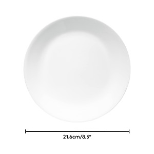 Corelle Vitrelle 4-Pieces 8.5" Glass Salad/Appetizer Plates, Chip & Crack Resistant Glass Dinnerware Set Plates, Winter Frost White