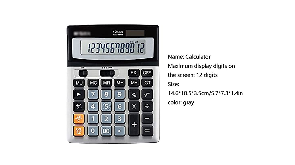 Dual Power 12-Digit Large-Screen Calculator for Students & Finance