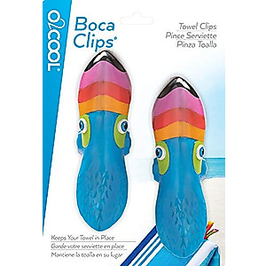 O2COOL Bocaclips - Beach Towel Clips For Beach Chairs, Patio And Pool Accessories - (Toucan) 2 Count
