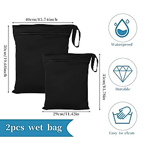 Giantree 2 Pack Wet Bag for Swimsuit, Waterproof Clothes Bag with Handle Zippered, Travel Laundry Bags, Reusable Waterproof Wet Dry Bag for Swimsuit Wet Clothes Bag for Travel Gym Beach