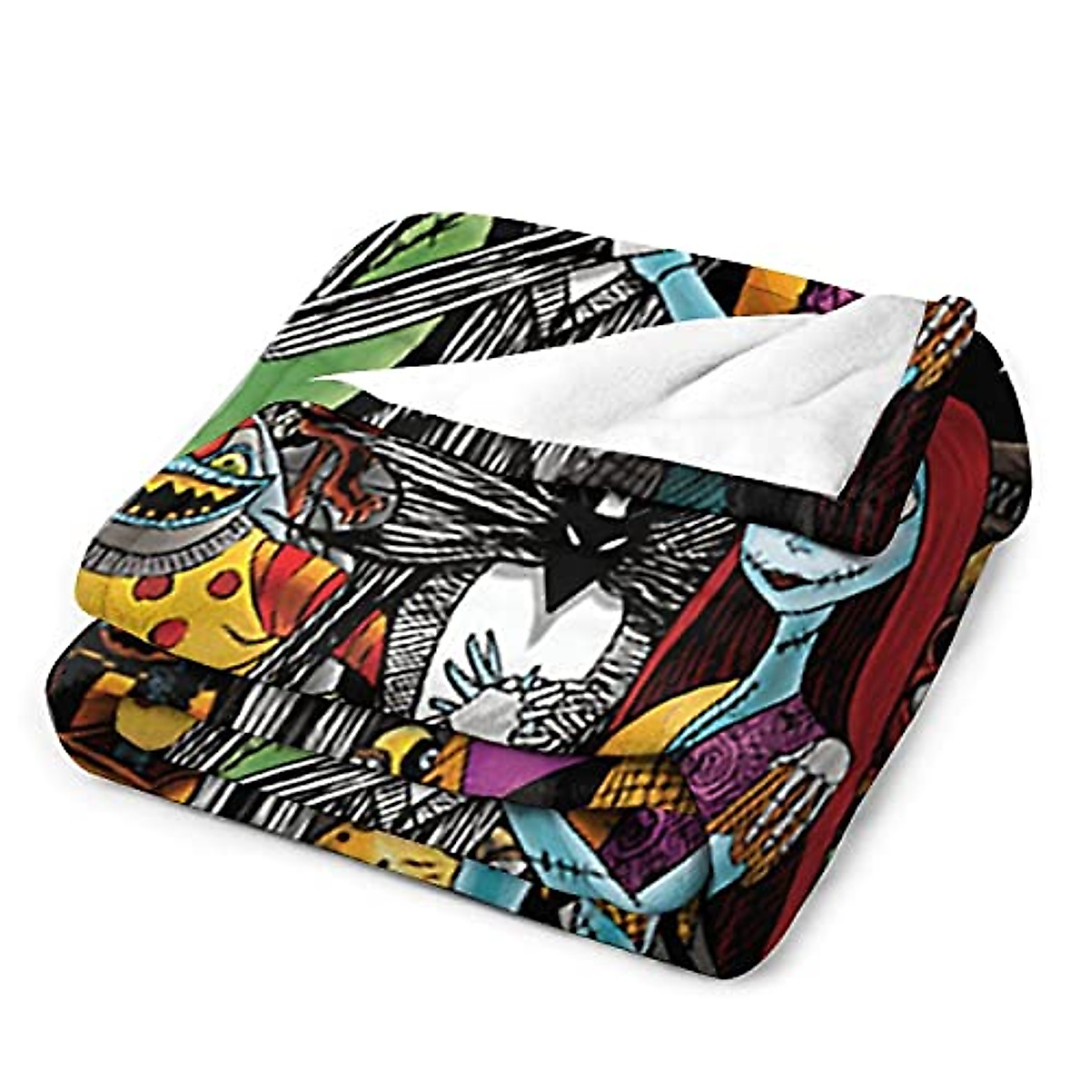 Christmas Cartoon Nightmare Blanket Halloween Movie Flannel Throw Blanket for Couch Sofa Decor Cozy Warm Bed Blankets for Kids Adults 50''x60''