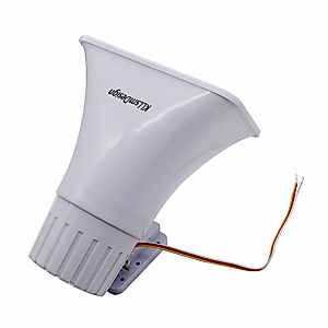 KLLsmDesign 30W Alarm Siren ,Dual Tone Outdoor Self Contained Electric Security Ring Siren with Bracket，6-12V DC 1.1Ah 130db 8 X 5.5 X 9 Inch for Car Home Doorbell Security Protection System,White