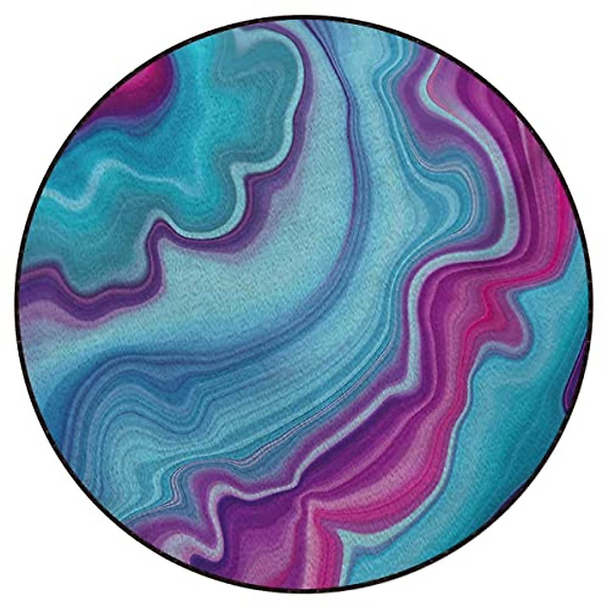 Aqua Pink Multi-Purpose Anti Slip Wear-Resistant Mat for Tile Floor Rolling Chair Abstract Color Formation Wavy Aqua Pink Lines Office Chair Mat Round Carpet Rug Marble Diameter 48 in