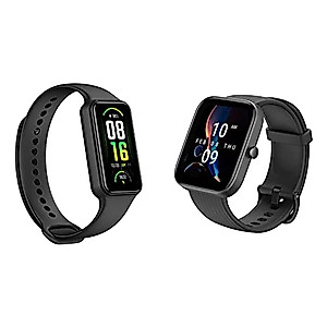 Amazfit Band 7 Fitness & Health Tracker for Women Men, 18-Day Battery Life, Black & Bip 3 Pro Smart Watch for Android iPhone, 4 Satellite Positioning Systems, Water-Resistant(Black)