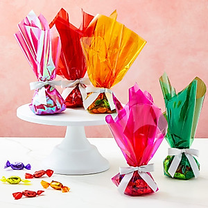 6 Rolls Transparent Colored Cellophane Wrap for Gift Wrapping, 6 Colors (17 Inches x 10 Feet)