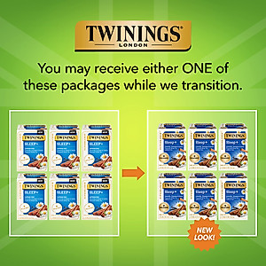 Twinings Superblends Sleep + Melatonin, Camomile, Cinnamon & Vanilla Flavoured Herbal Tea, Caffeine-Free 16 Count (Pack of 6)