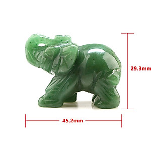 Carved Healing Crystals Gemstones Elephant Statue Figurine Collectible Decor 1.5 inches (Green Aventurine)