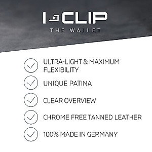 I-CLIP Original Cardholder with Moneyclip -Smooth Leather Slim Wallet - Leather Wallet - Premium Wallet - Cardholder - Soft Touch Urban Grey