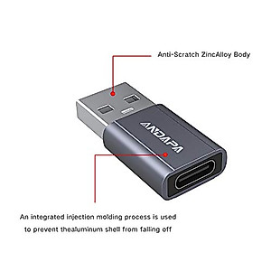ANDAPA USB C Female to USB Male Adapter(2 Pack), C to USB Adapter for iPhone 12 13 14 Mini Pro Max,Airpods iPad pro,Samsung Galaxy Note 10 20 21 S21 Plus,Google Pixel 5 4 4a 3A XL