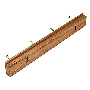 Savagrow Wood Wall Mounted Coat Rack, 13.6 Inch Brass and Wood Hook Rack(Beech)