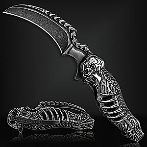 VALHALLA Skull Pocket Knife, Pocket Folding Knife With 3D Hollowed-out Skull, EDC Pocket Knife For Men Outdoor Camping Hiking Hunting