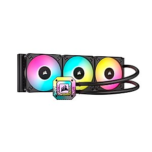 Corsair iCUE H150i Elite CAPELLIX XT Desktop Liquid CPU Cooler - Three AF120 RGB Elite Fans - 360mm Radiator - Intel® LGA 1700, 1200, 115X, 2066, AMD® AM5, AM4 - Included iCUE Commander CORE - Black