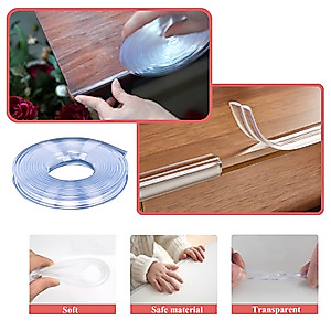 Corner Guards Furniture Edge Protectors 19.7ft(6m) Transparent Soft Silicone Bumper Strip Clear Edge Corner Cushion with Double-Sided Tape for Tables,Household