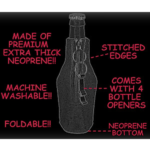 Funny Guy Mugs Premium Plain Collapsible Neoprene Bottle, Mullti-Colored, Set of Four With Bottle Openers