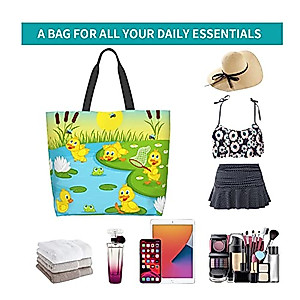 Gelxicu Cute Duck Shoulder Tote Bags Duck Casual Bag Cute Animal Shoulder Handbags Grocery Bags